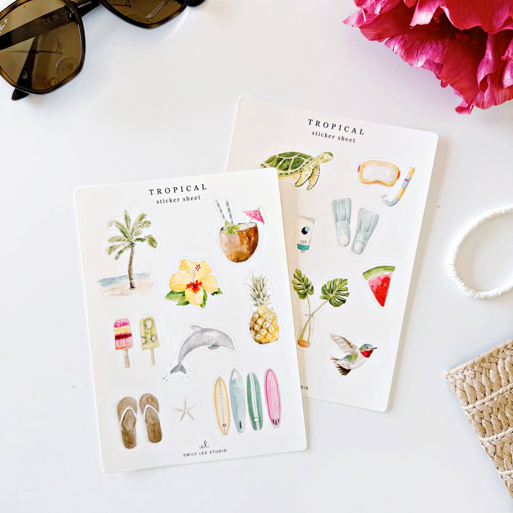 Tropical sticker sheets – Slackline Press