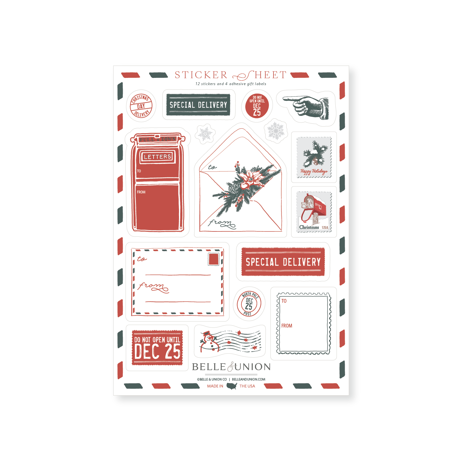 Holiday Mail Sticker Sheet – Slackline Press